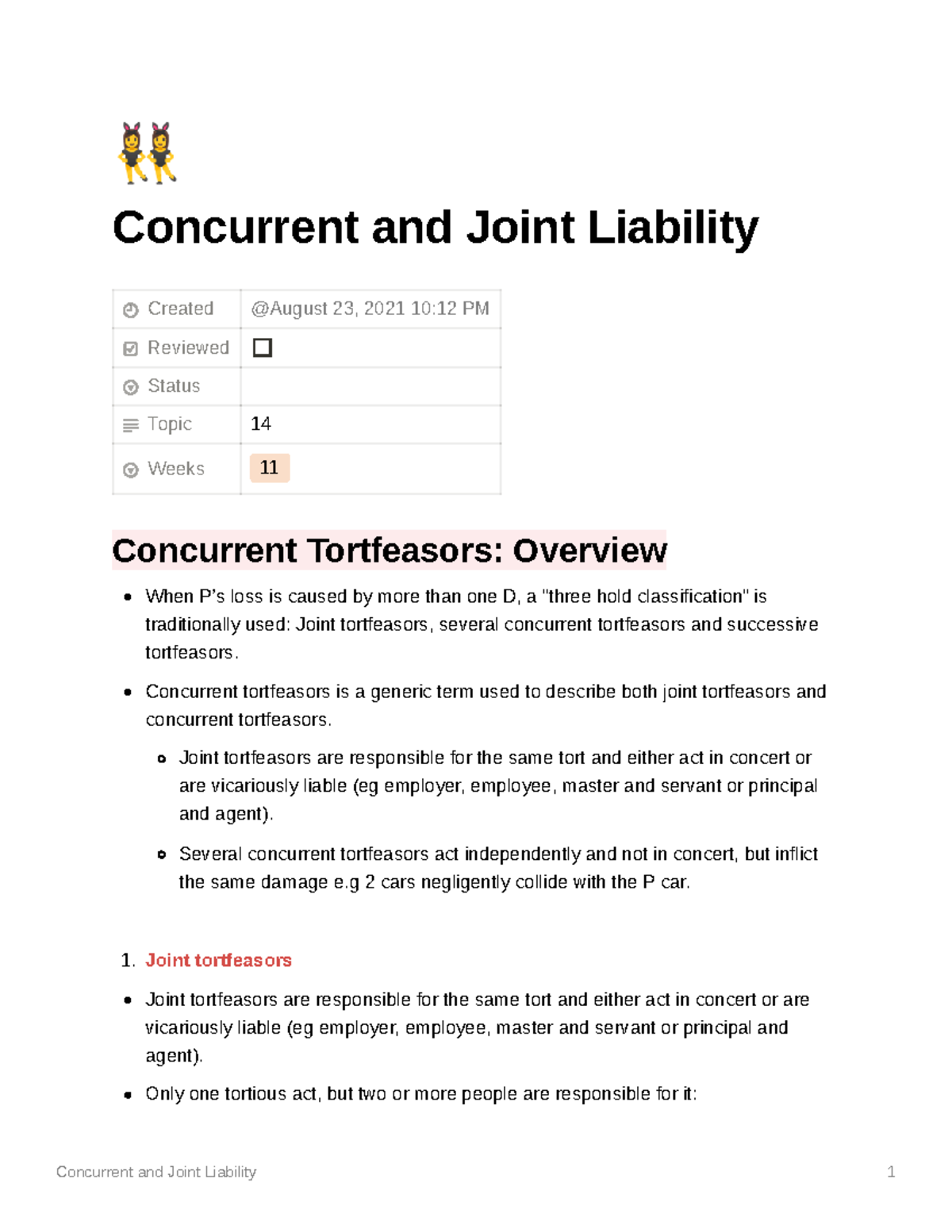 Concurrent and Joint Liability - Concurrent and Joint Liability Created ...