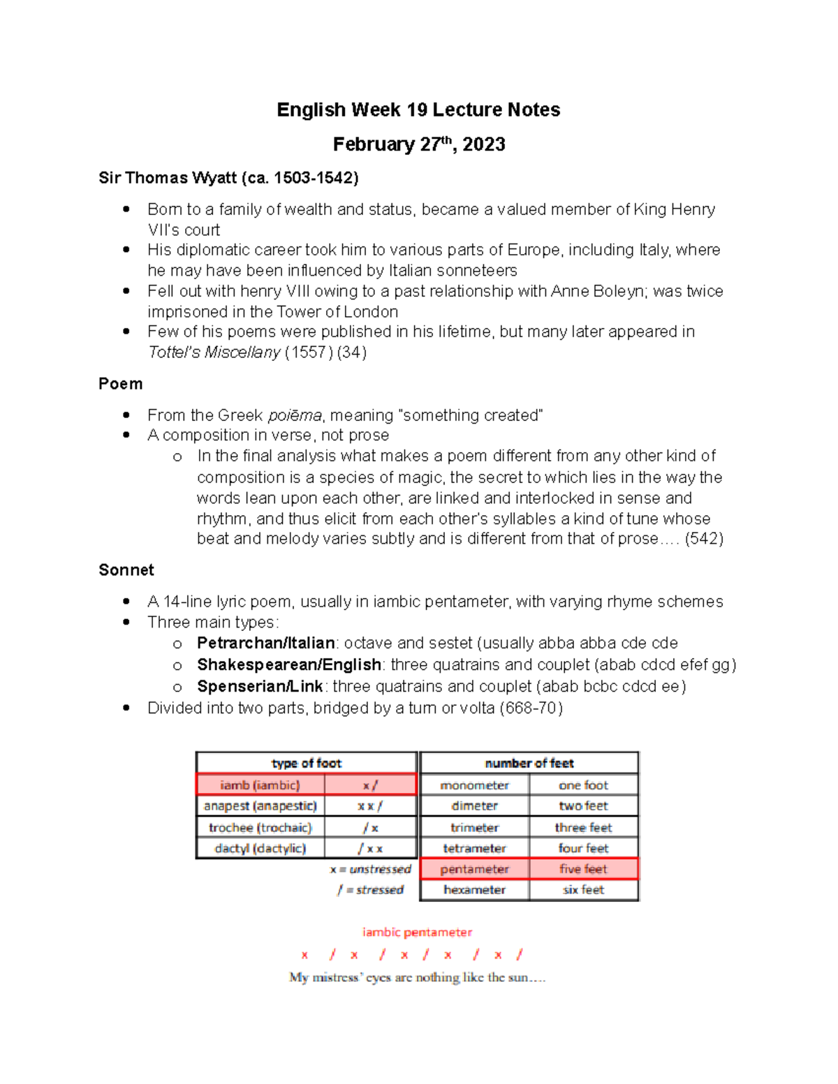 English Week 19 Lecture Notes - English Week 19 Lecture Notes February ...