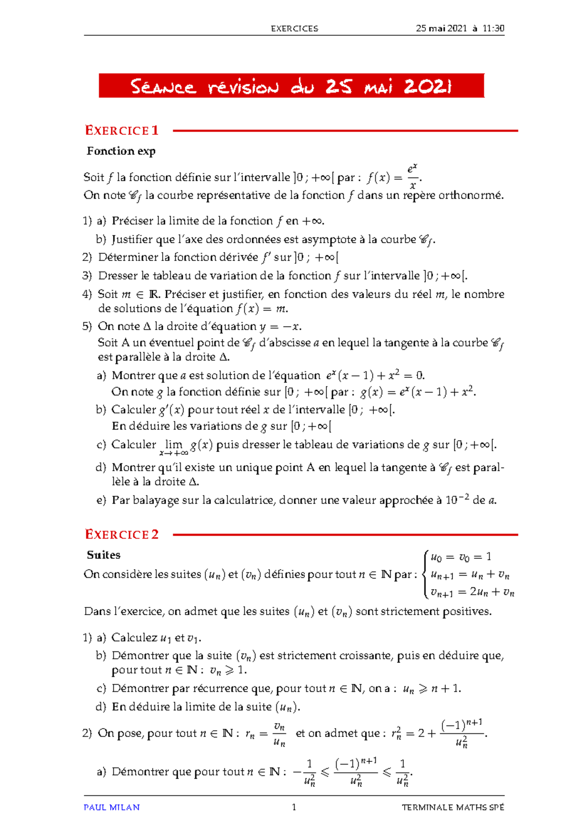 2021 seance 25 05 - notes - EXERCICES 25 mai 2021 à 11: Séance révision ...