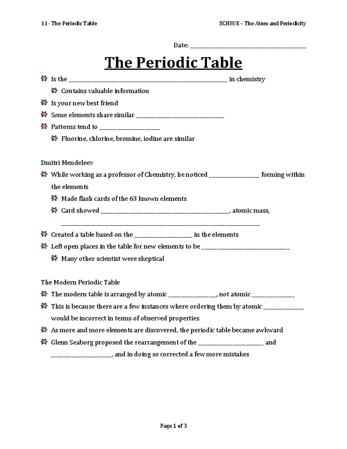11 - The Periodic Table - Notes - 11 - The Periodic Table SCH3UE – The ...