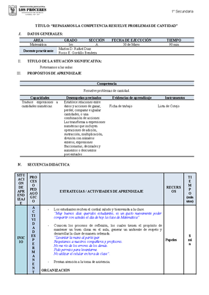 Modelo DE PLAN DE Reforzamiento PARA EL AULA - Secundaria 2022 - PLAN DE REFORZAMIENTO DE LOS ...