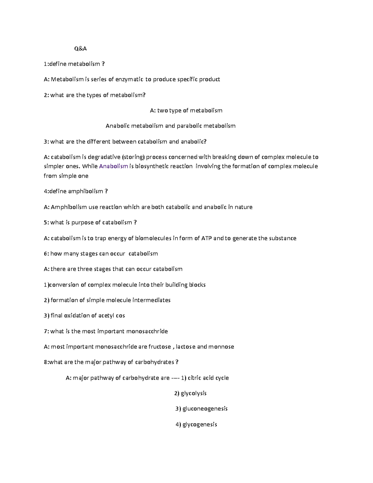 Biochemistry Q & A - djhlejded.ke - Q&A 1:define metabolism? A ...