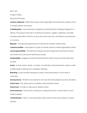 MKT-205- Ch. 2 Notes - Ch.2 Key Terms - MKT- Chapter 2 Notes Target ...