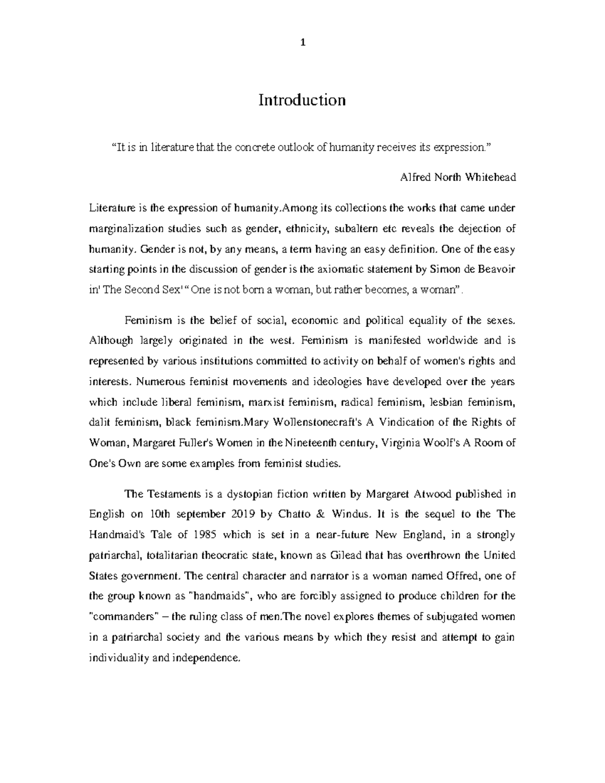 Feminist Analysis of the novel The Testaments by Margaret Atwood ...