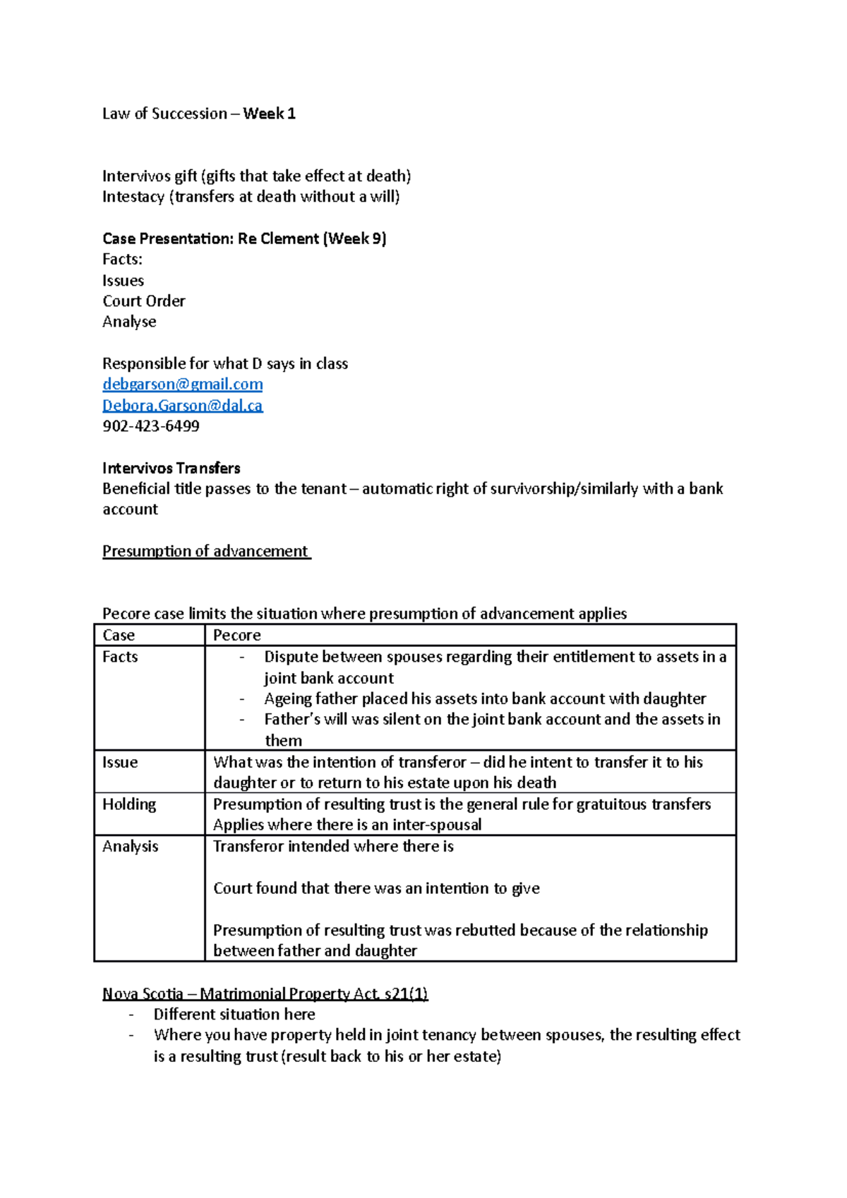 Law of Succession - personal notes - Law of Succession – Week 1 ...