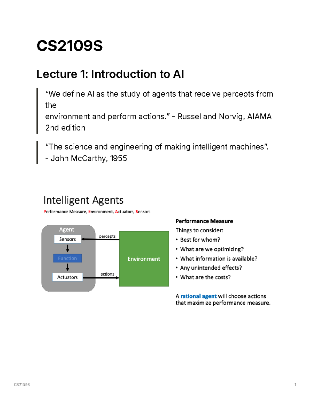 8a28bda2-1631-4fb9-aa20-2d880816073 f CS2109S - CS2109S Lecture 1: Introduction to AI “We define ...