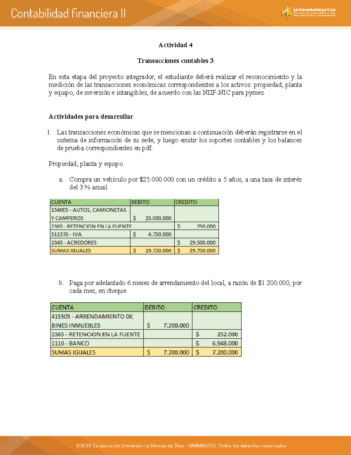 Actividad 4 Transacciones Contables 3 - Actividades para desarrollar ...