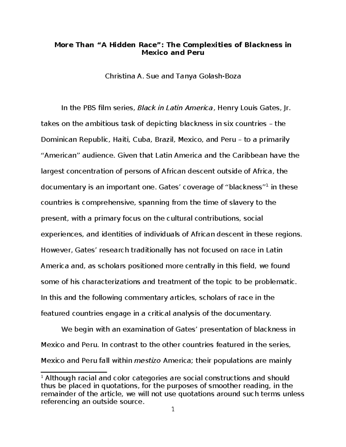 Mexico and Peru - In the PBS film series, Black in Latin America, Henry ...