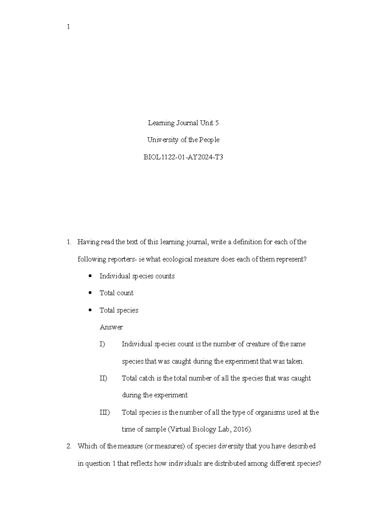 Learning journal unit 5 - Learning Journal Unit 5 University of the ...