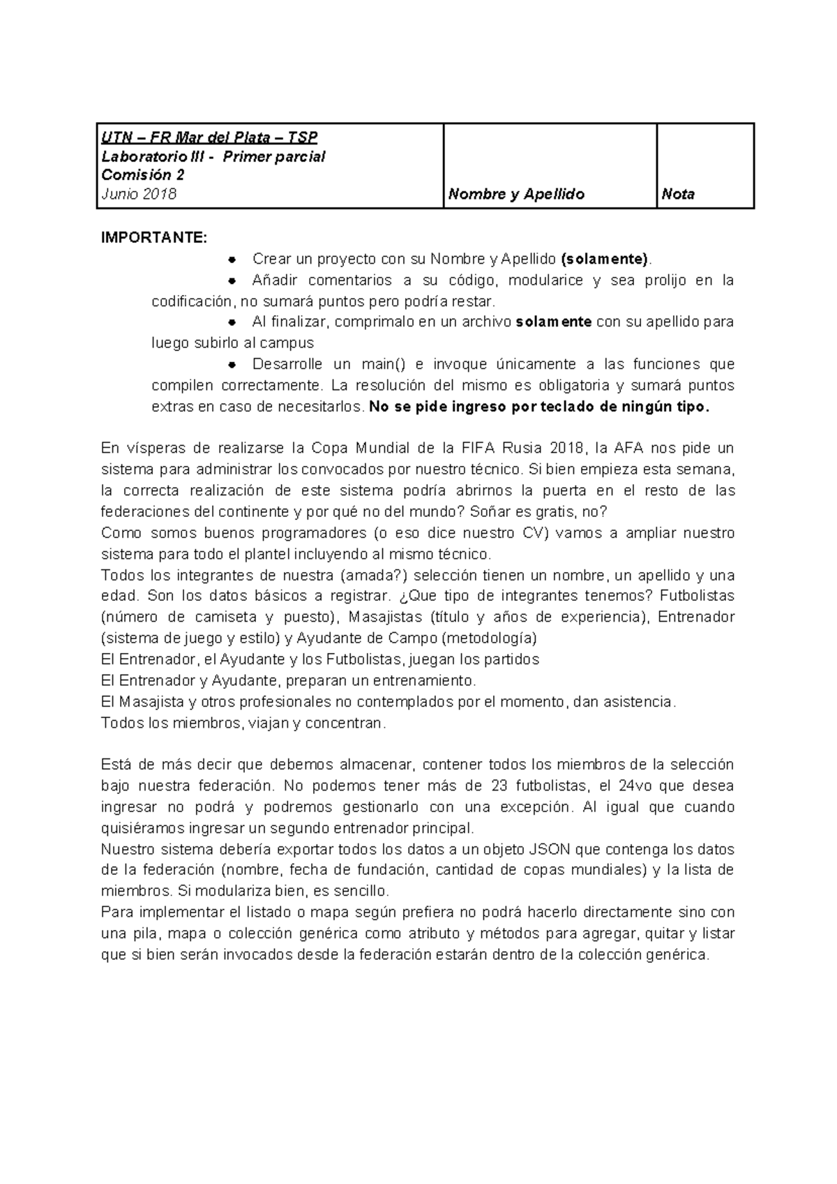 2do parcial Laboratorio 3 Version 2021 No resuelto Profesor Benoffi ...