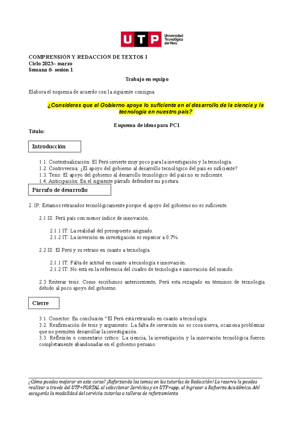 S06.s1-Esquema para PC1 (material) 2023 marzo -407742847 - COMPRENSIÓN Y REDACCIÓN DE TEXTOS I ...