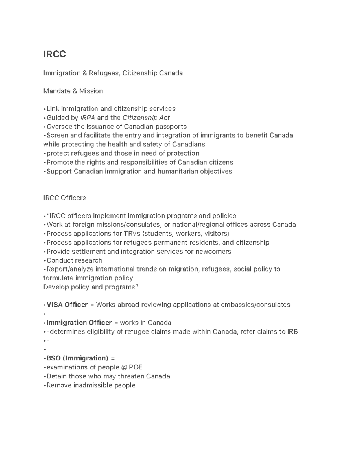 IRCC - IRCC - BDR-3003 - Lambton College - Studocu