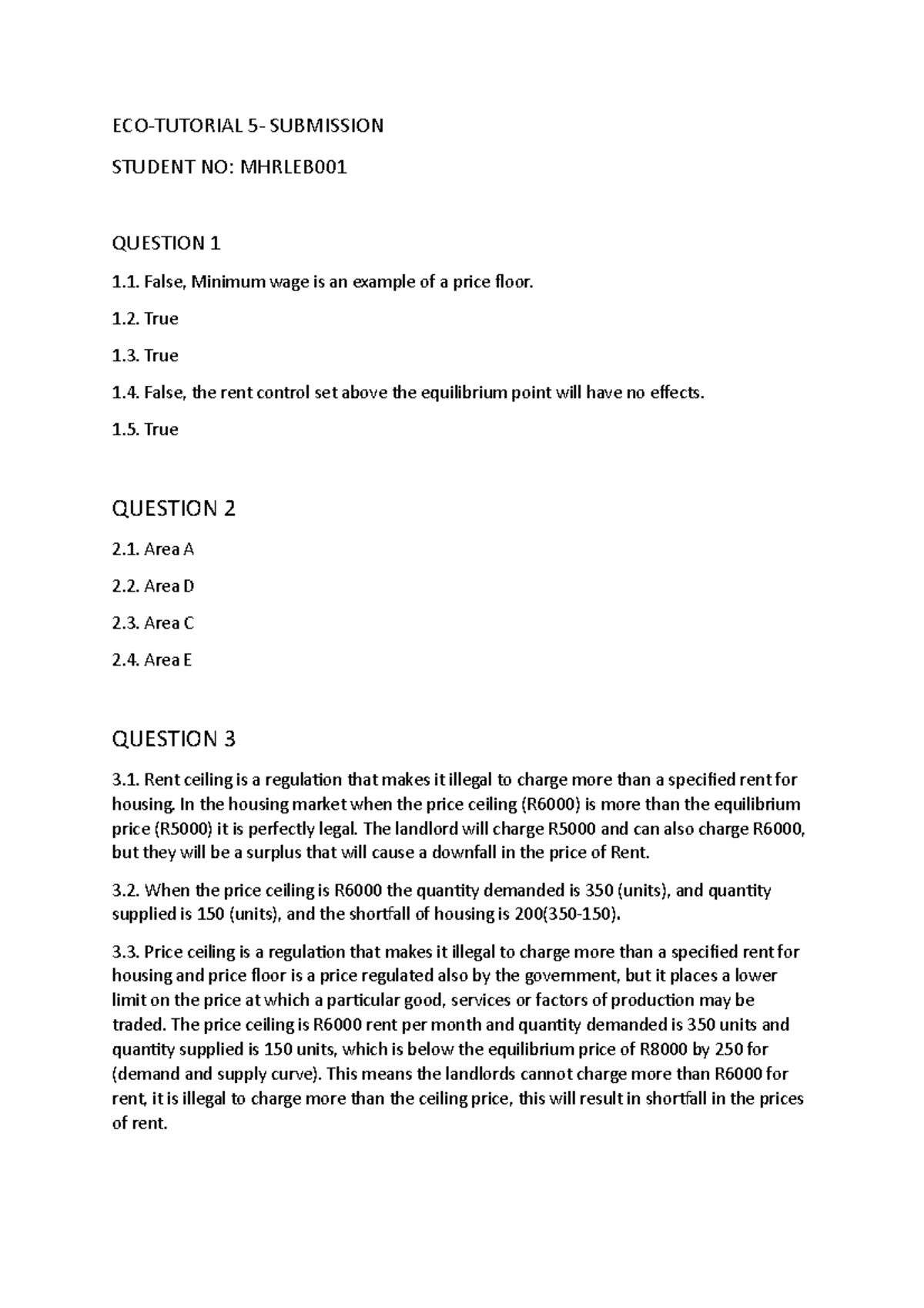 ECO- Tutorial 5 Submission - ECO-TUTORIAL 5- SUBMISSION STUDENT NO ...