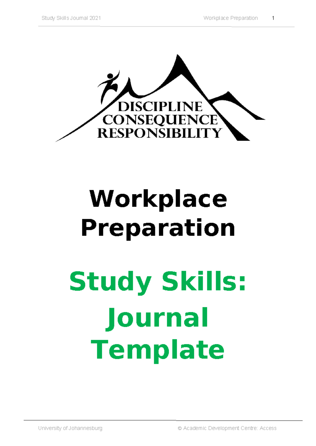 Study Skills Journal Template - Workplace Preparation Study Skills ...
