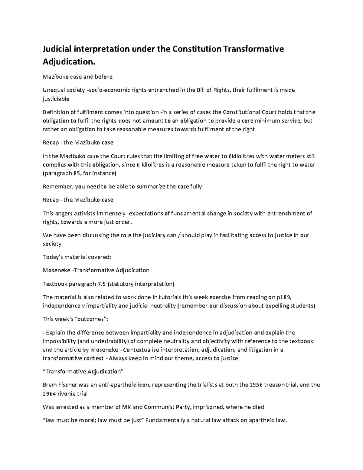 Judicial interpretation under the Constitution Transformative ...