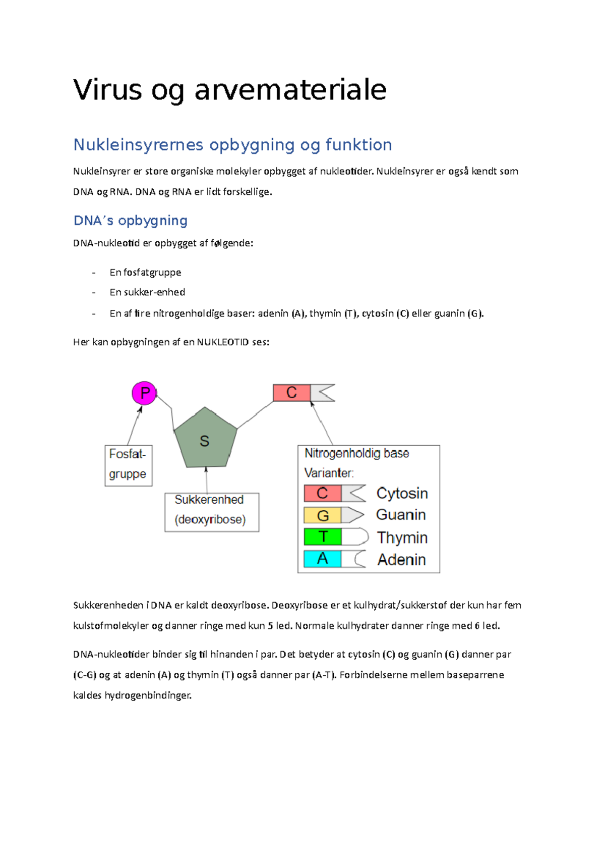 Virus og arvemateriale - Virus og arvemateriale Nukleinsyrernes ...