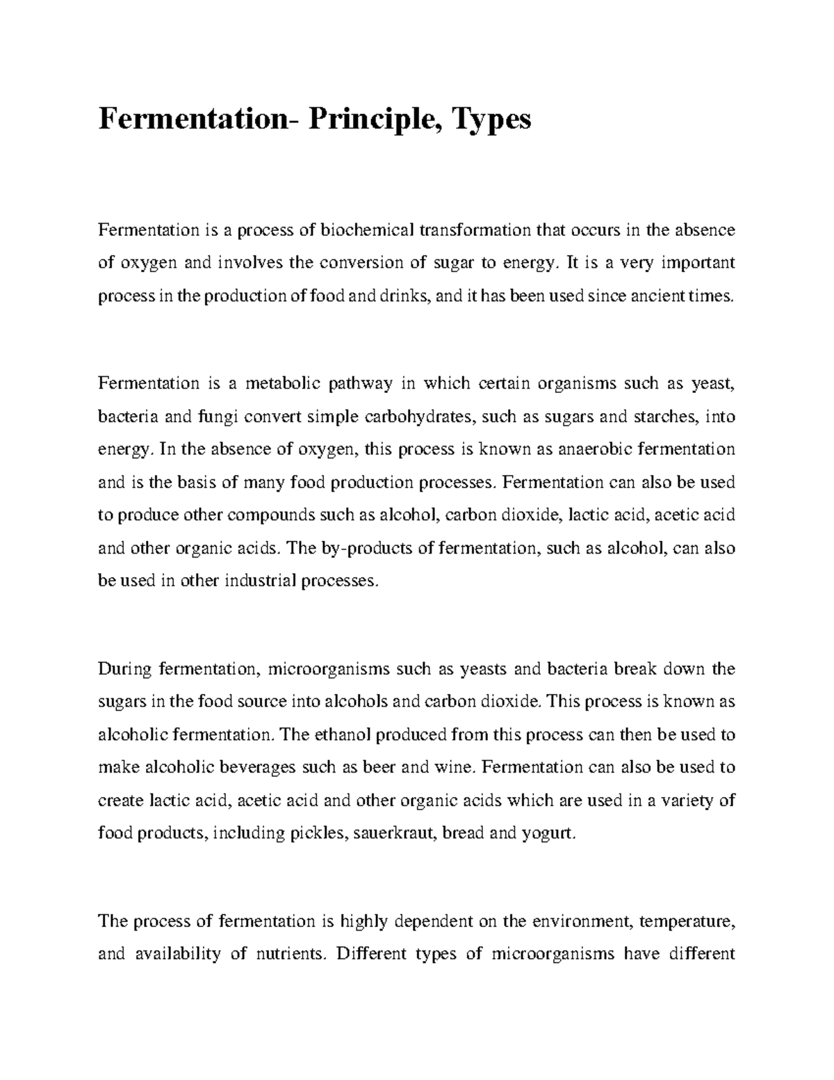 Fermentation Principle, Types - Fermentation- Principle, Types ...