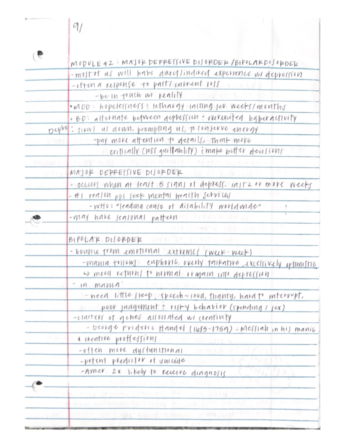 Bipolar Disorder - General Psychology lecture notes - 91 MODULE42 MAJOR ...