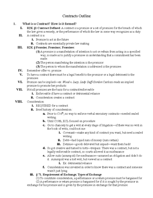 Contracts Long Outline (2018 )-4 - #CONTRACT FORMATION Contract ...