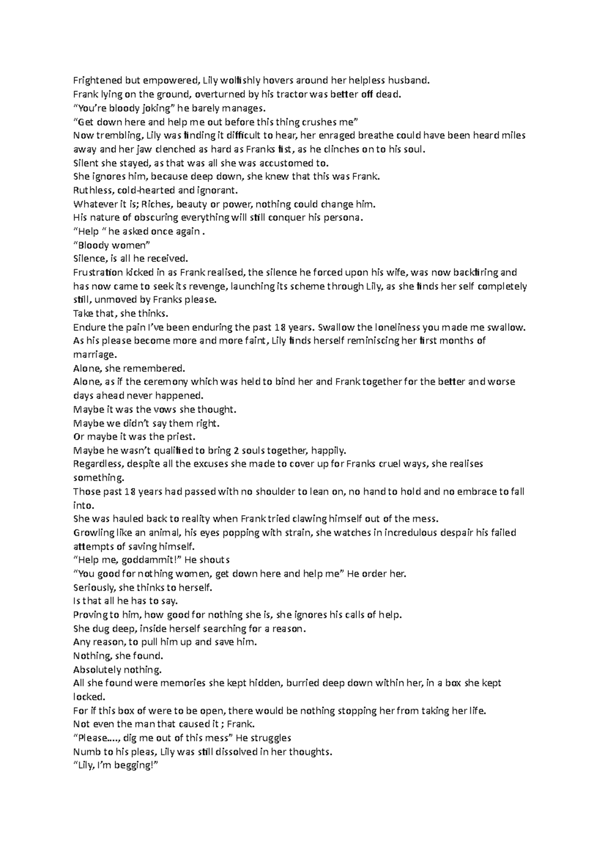 Add in scene-2 - creative piece - Frightened but empowered, Lily ...