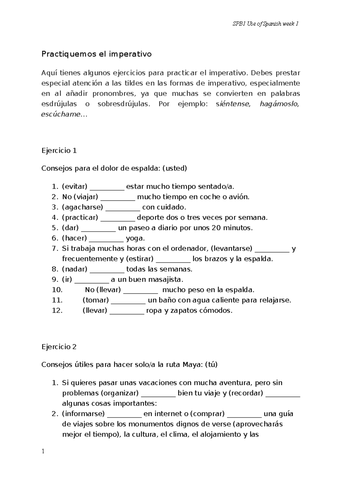 Practiquemos el imperativo clase 2 - Practiquemos el imperativo Aquí ...