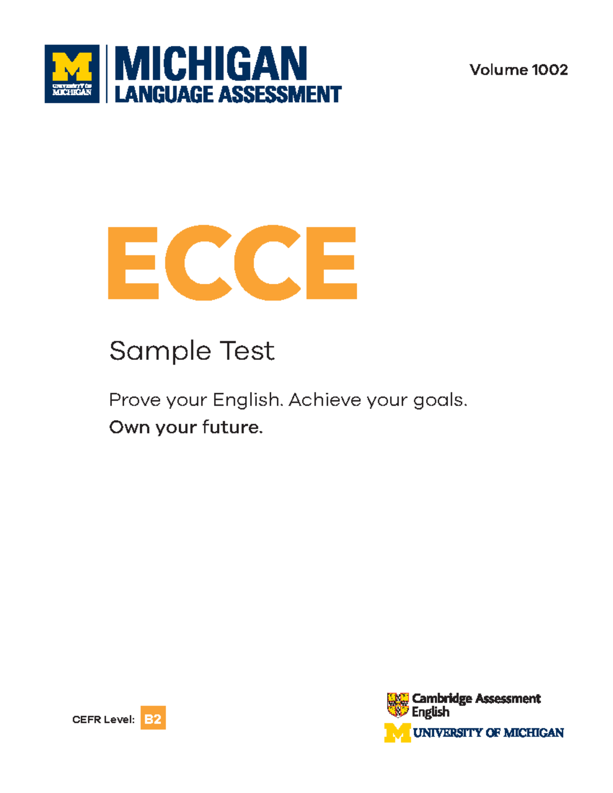 ECCE Sample Test 1002 Test Booklet - CEFR Level: B Sample Test Volume ...
