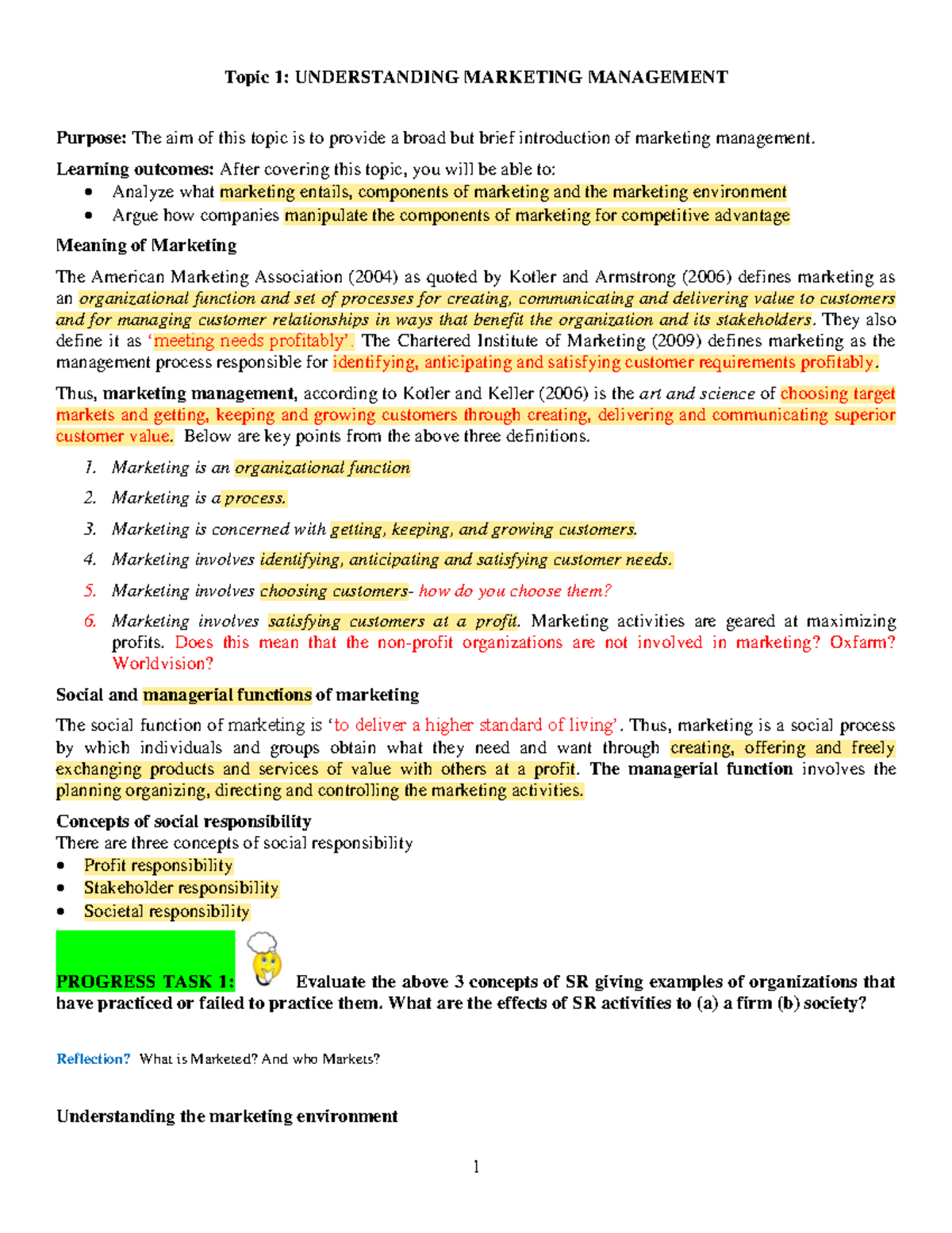 Topic 1. Understanding Marketing management - Topic 1: UNDERSTANDING ...