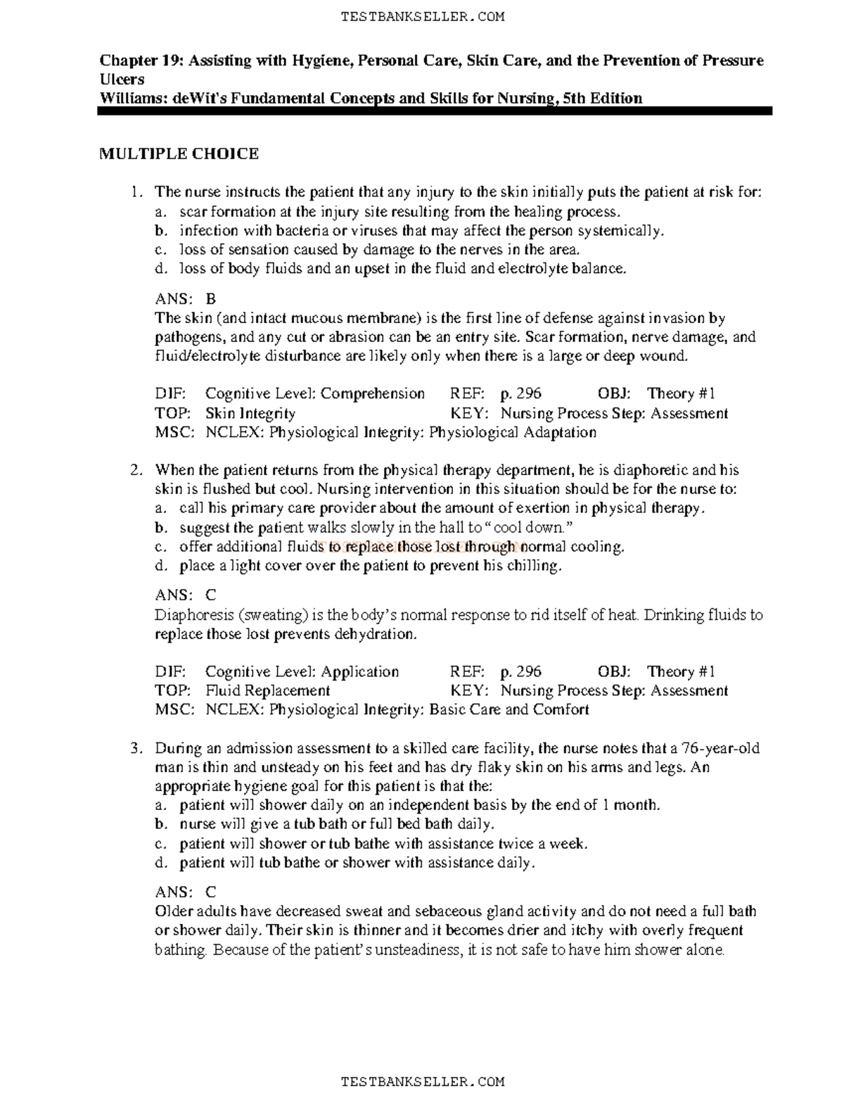 Chapter 19 Questions - TESTBANKSELLER Chapter 19: Assisting with ...