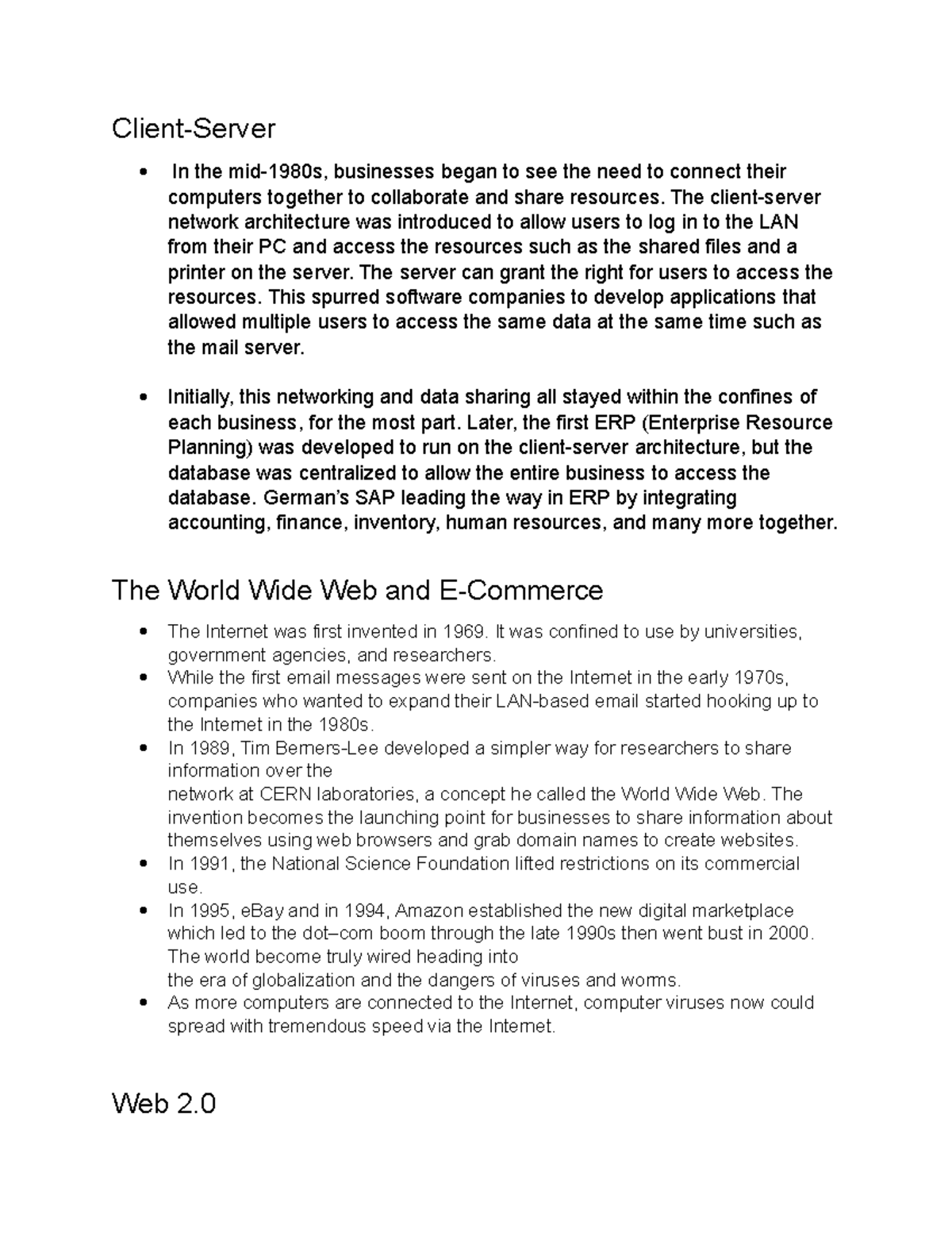 Cs3 Notes Docx 2 Chapter 1 Part 2 Client Server In The Mid 1980s Businesses Began To See
