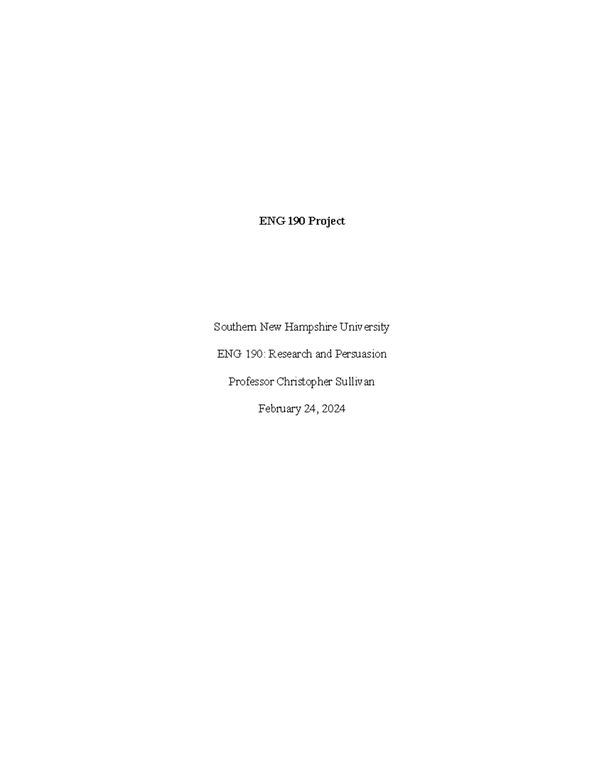 ENG 190 Module 7 Project Final - ENG 190 Project Southern New Hampshire ...