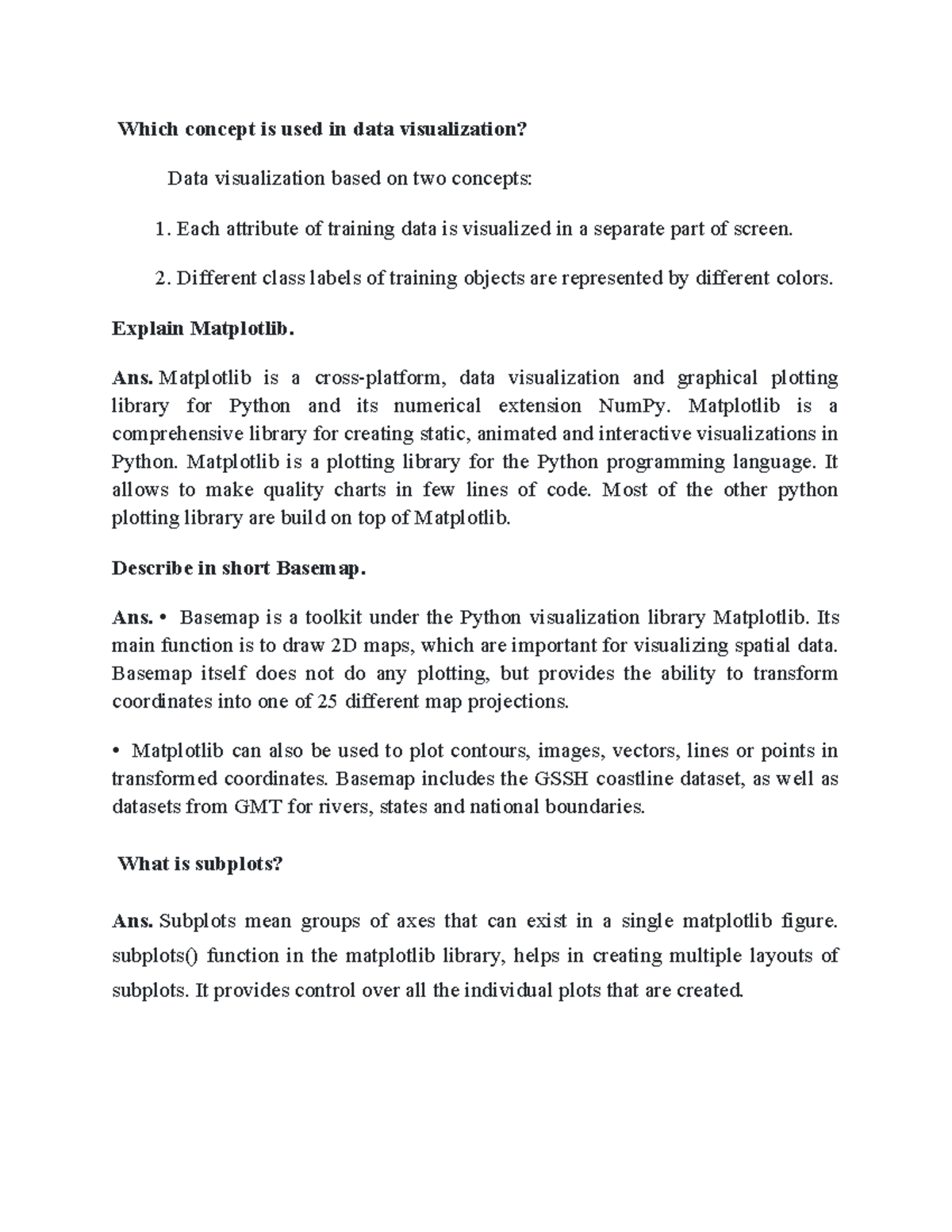 CS3352 answer key - Which concept is used in data visualization? Data visualization based on two ...