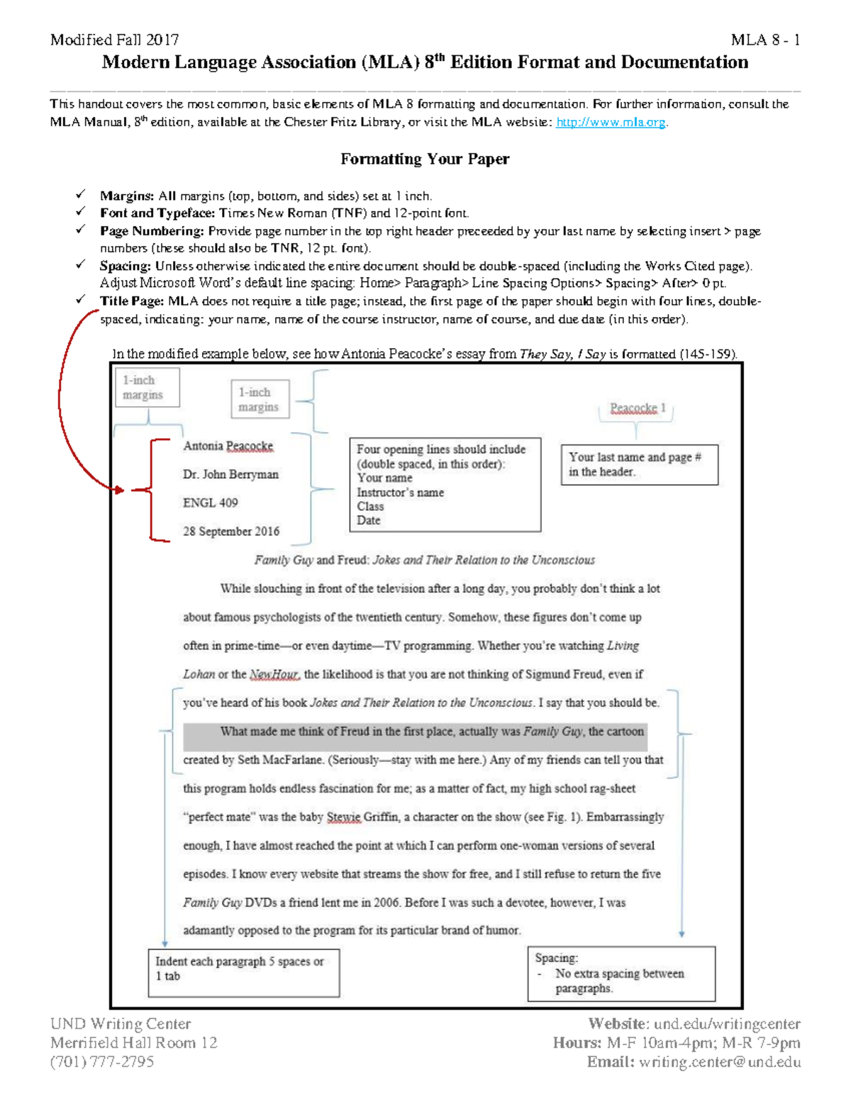 Mla citation guidelines 8 - UND Writing Center Website: und ...