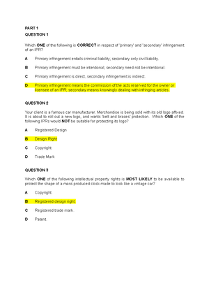 Patents Notes - Exam Structure - Patents Intellectual Property Law ...