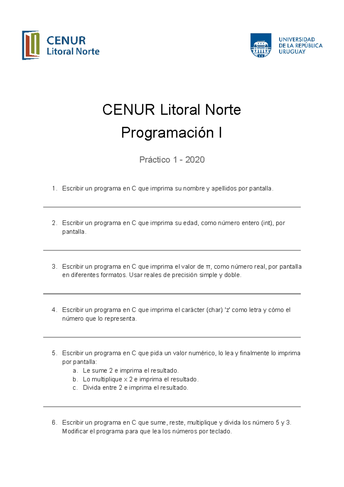 Practico 1 2020 - CENUR Litoral Norte Programación I Práctico 1 - 2020 ...