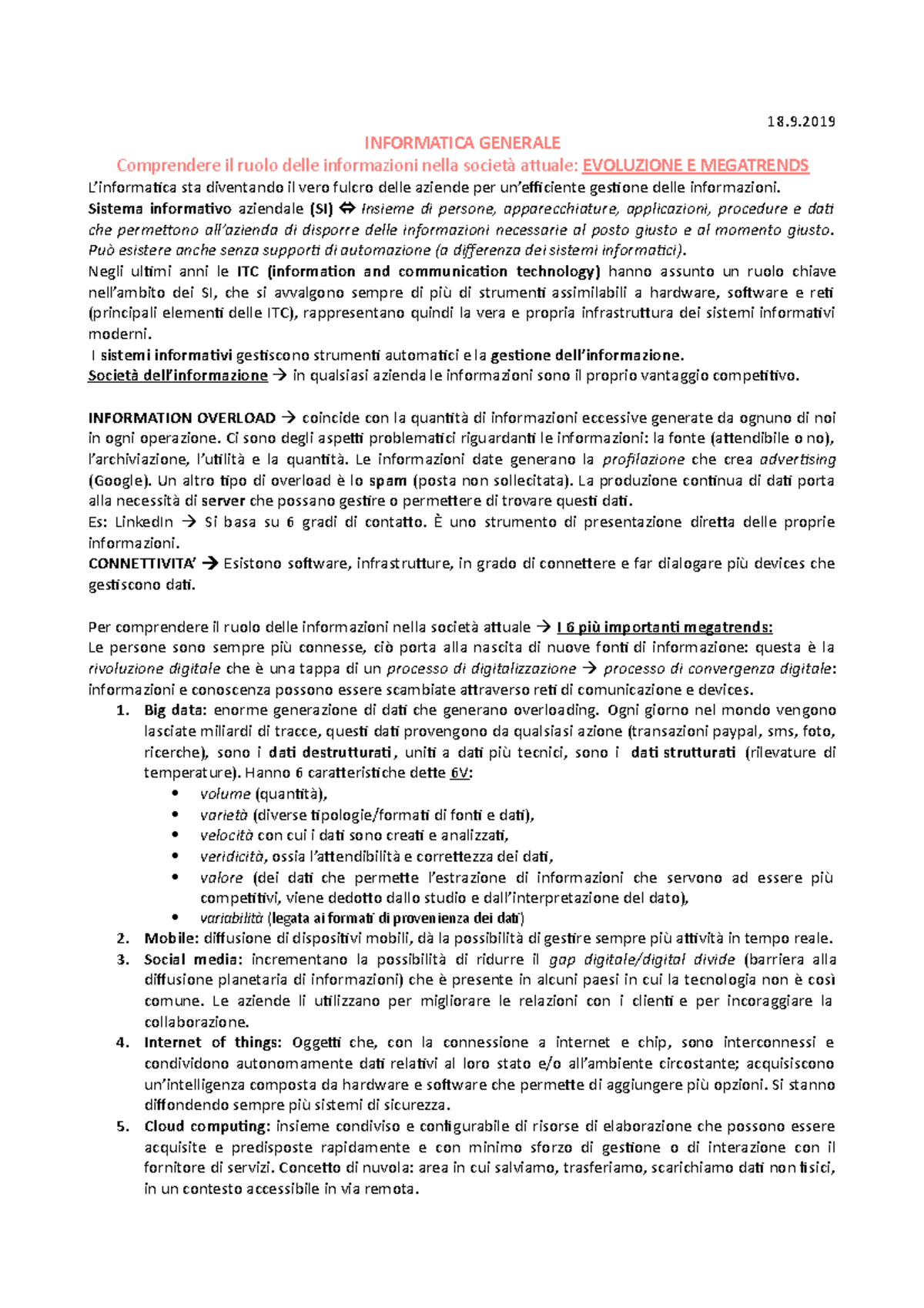 Informatica - Appunti tutte - 18. INFORMATICA GENERALE Comprendere il ...