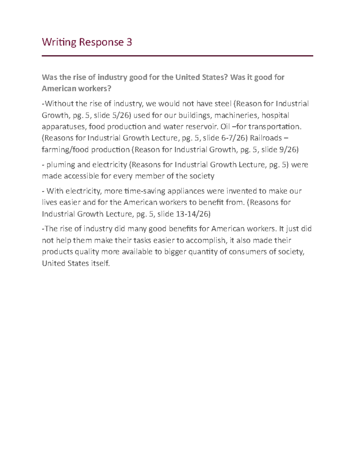 Writing Response 3 - Lecture notes 3 - Writing Response 3 Was the rise ...