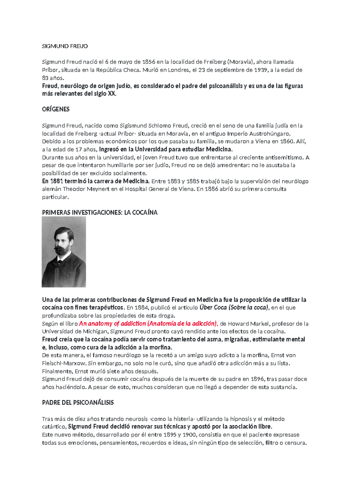 Biografías DE LOS Psicólogos - Enfoques DEL Desarrollo - SIGMUND FREUD ...