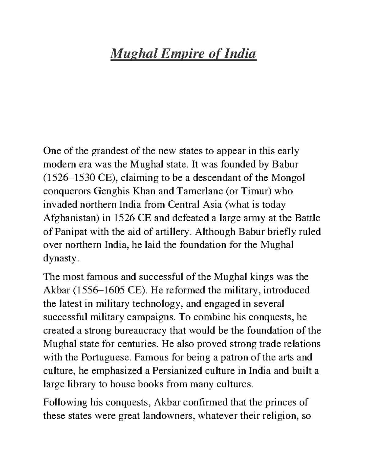 Mughal Empire of India - One of the grandest of the new states to ...