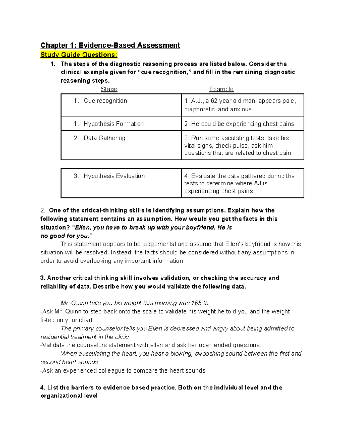 Pre-Lab Questions - Chapter 1: Evidence-Based Assessment Study Guide ...
