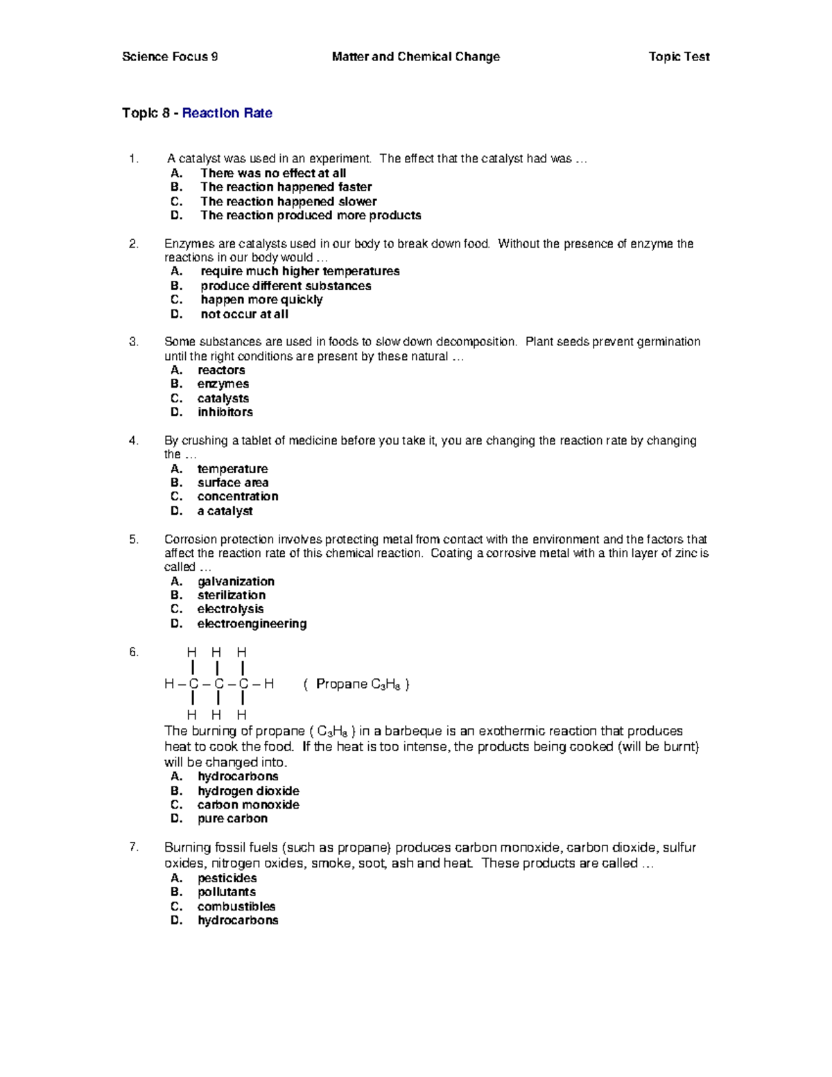 Reaction Rate Practice Test - Studocu