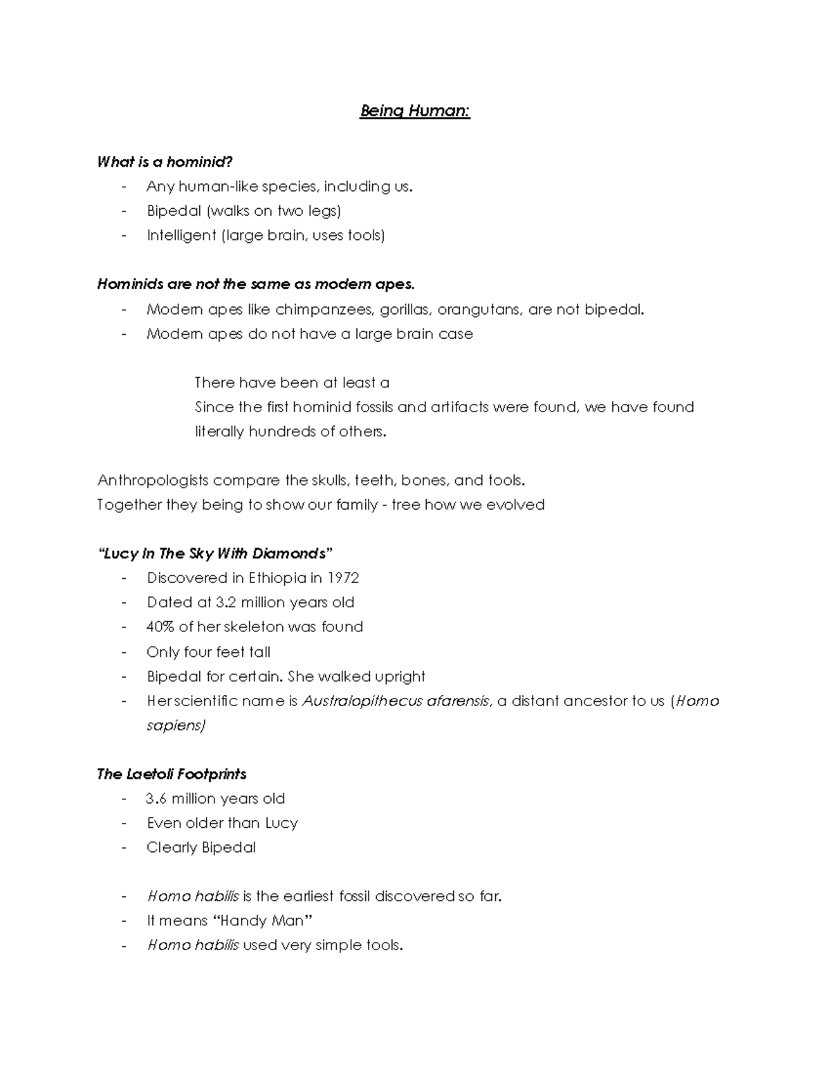 World History 131-62 (Being Human Notes) - Being Human: What is a ...