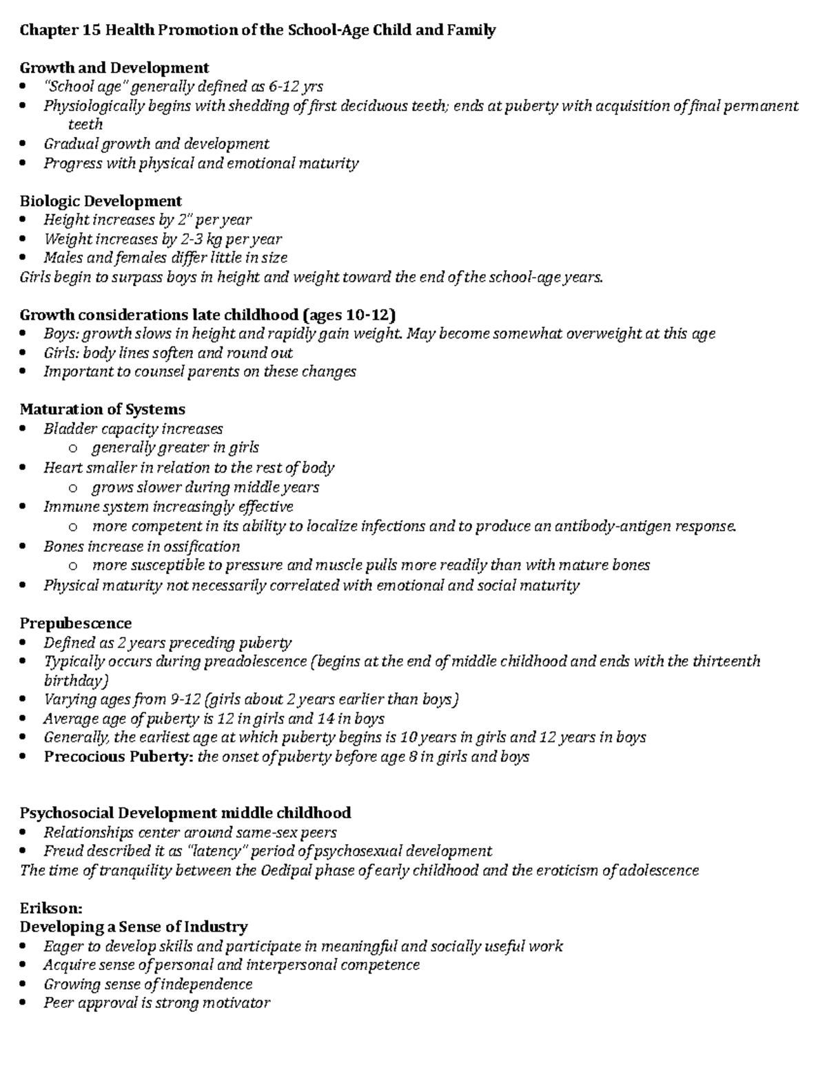 Exam 2 study guide peds - Chapter 15 Health Promotion of the School-Age ...