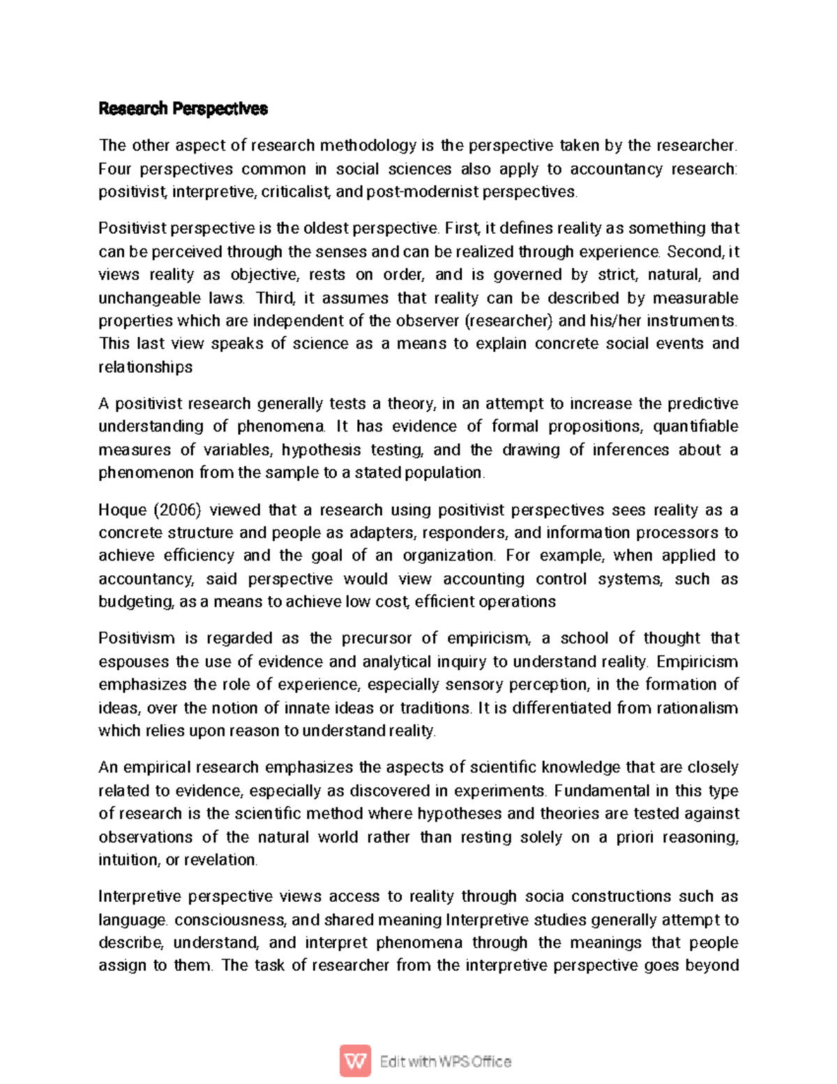 Research Perspective - Research Perspectives The other aspect of ...