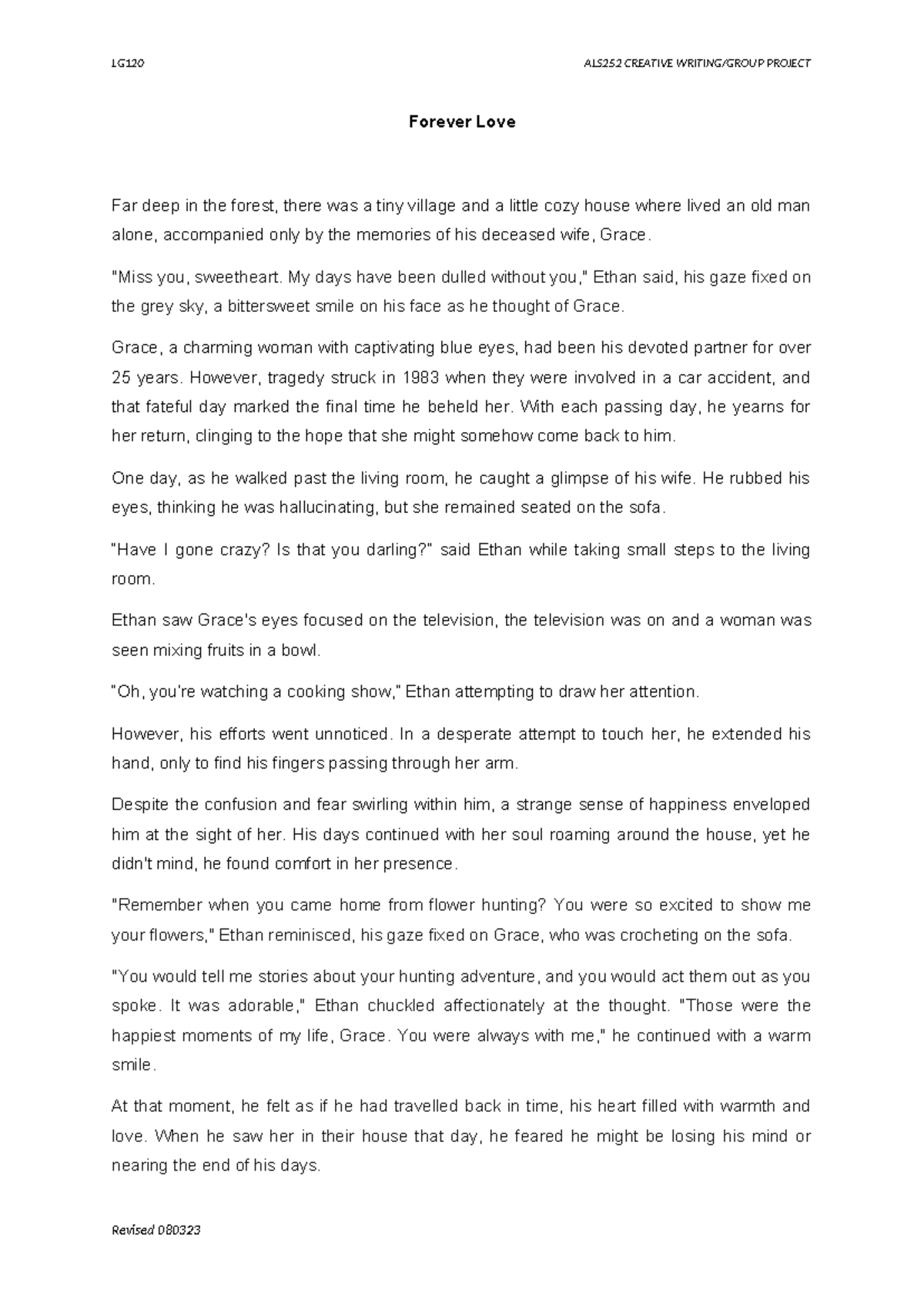 Short Story creative writing - LG120 ALS252 CREATIVE WRITING/GROUP ...