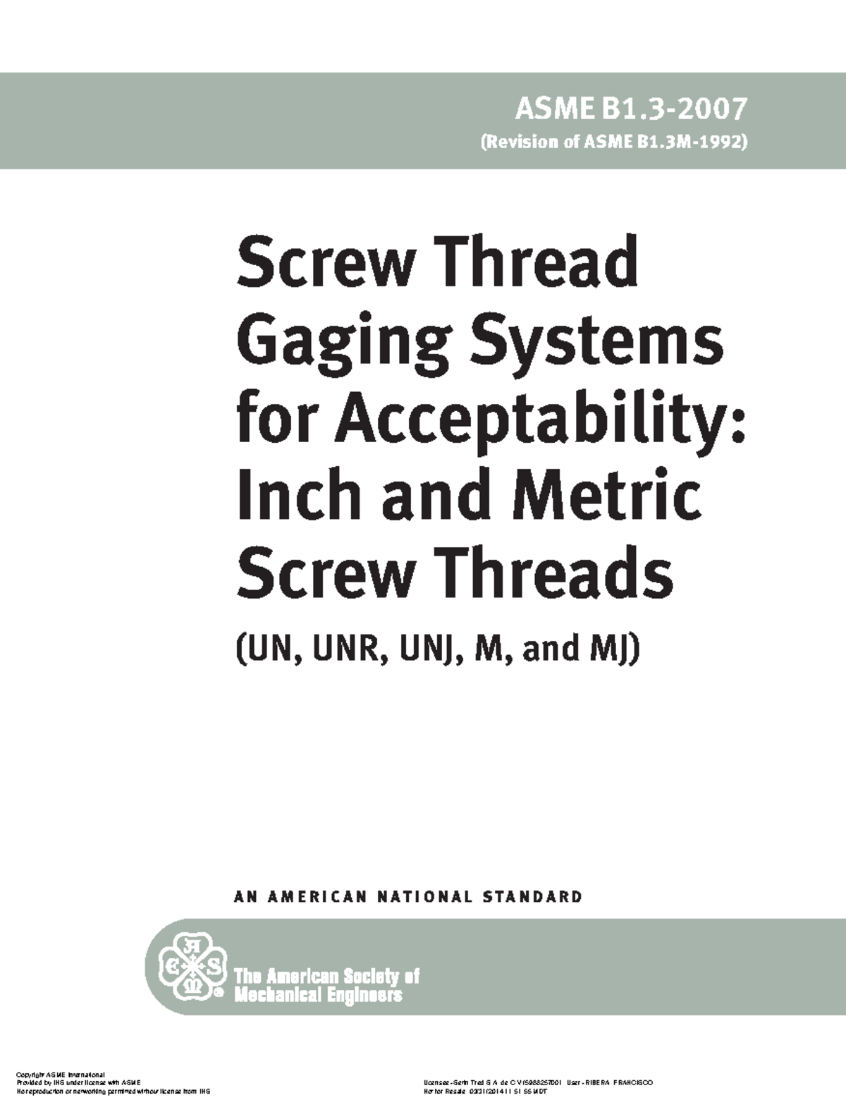 ASME B1.asb asiaddn hsabsja - Screw Thread Gaging Systems for ...