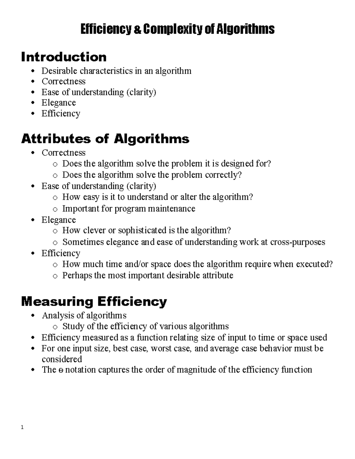 Efficiency and Complexity of Algorithms - International economics - Studocu