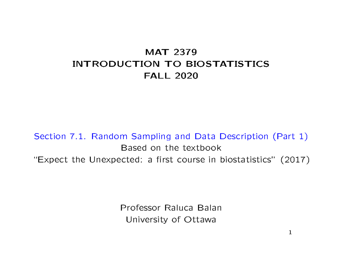2379 slides section 7 1 part1 - MAT2379 - uOttawa - Studocu