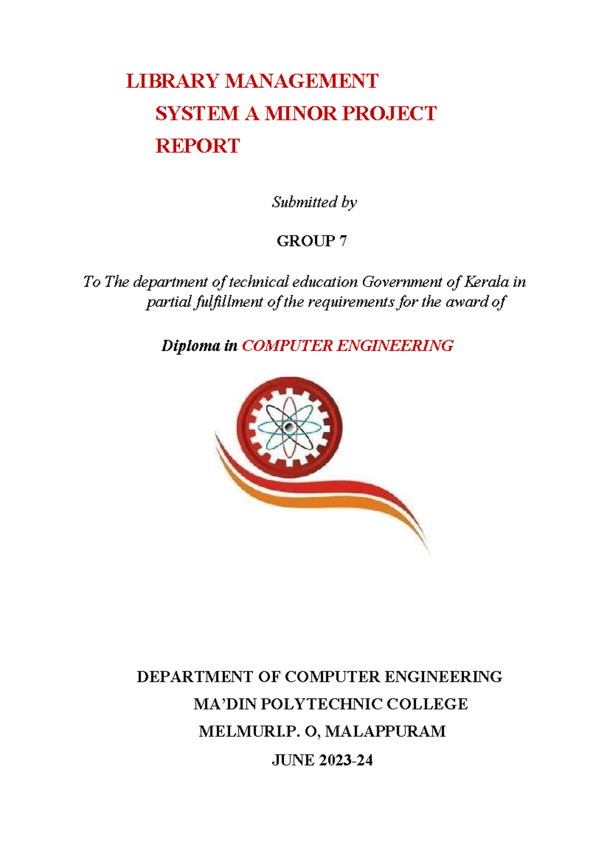 Copy of LMS Report Group 7 final - LIBRARY MANAGEMENT SYSTEM A MINOR ...