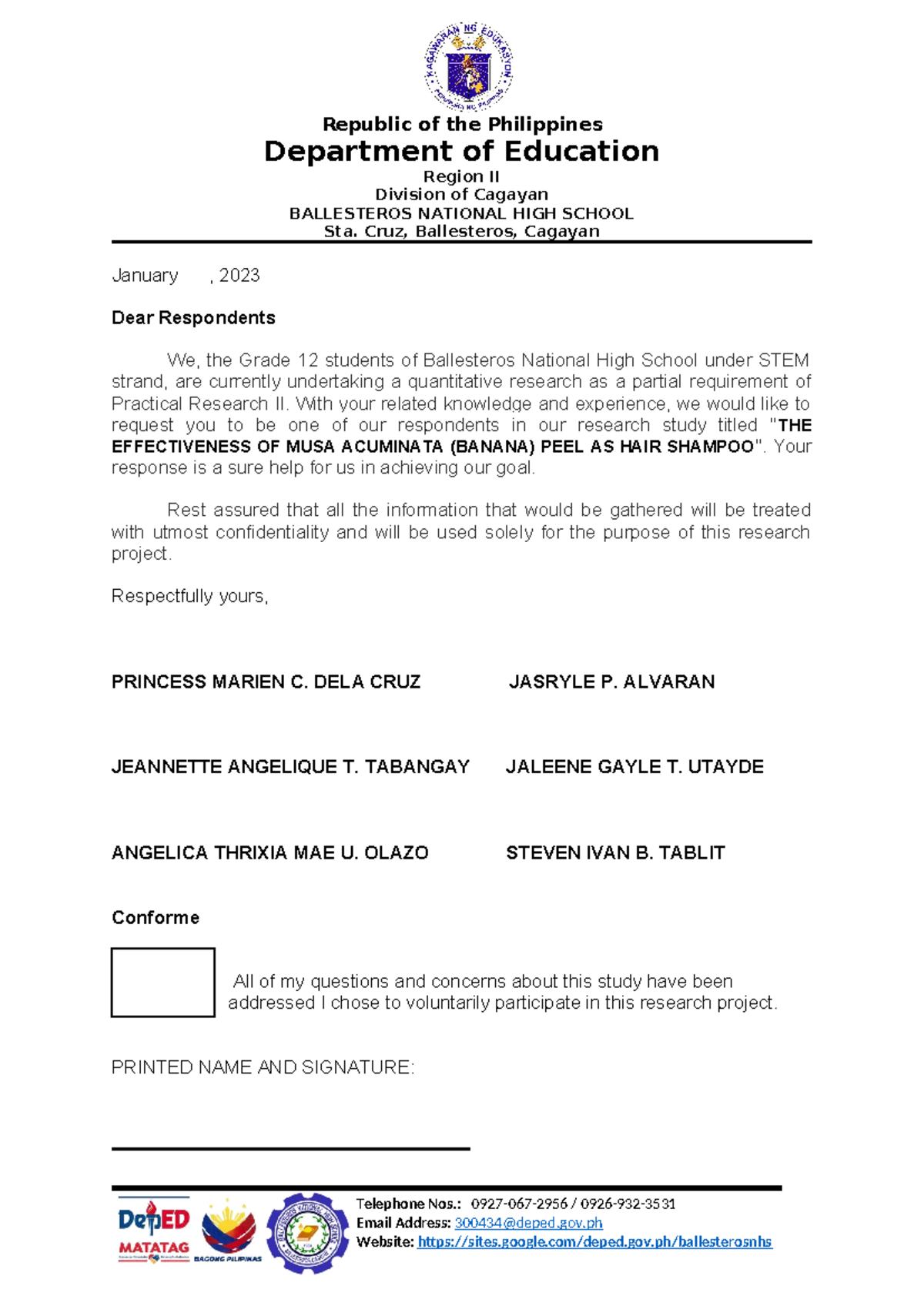 Final DOST AND Letter 1 - Republic of the Philippines Department of Education Region II Division ...