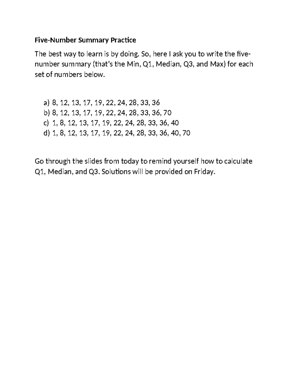Calculating Five Number Summary - Five-Number Summary Practice The best ...